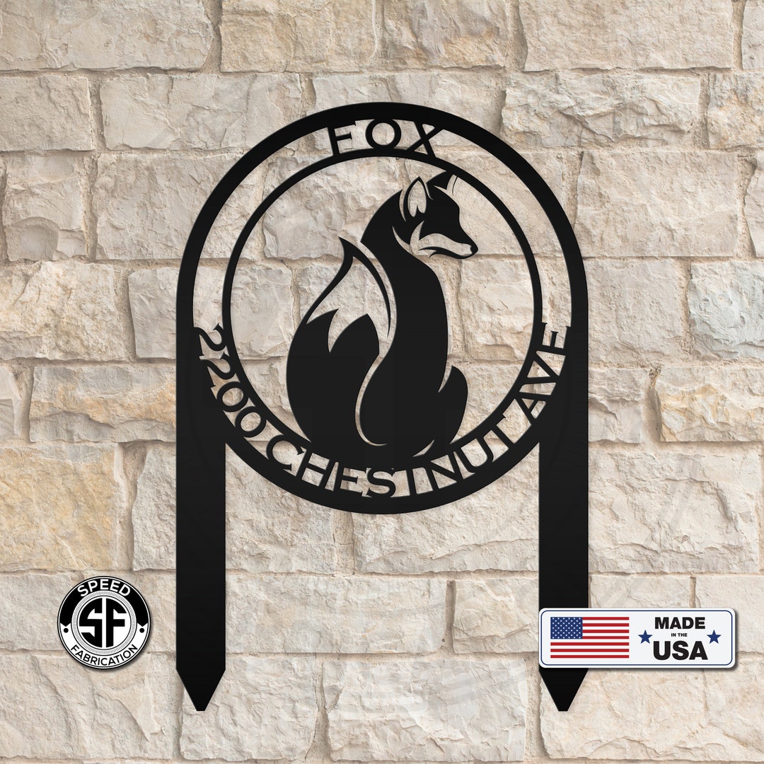 Personalized Fox Address Sign, Address Yard Stake for Front Yard and ...