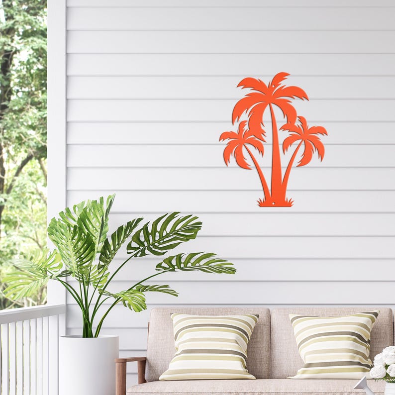 Tropical Wall Art: Grouping of 3 Palm Trees - Coastal Home Decor ...