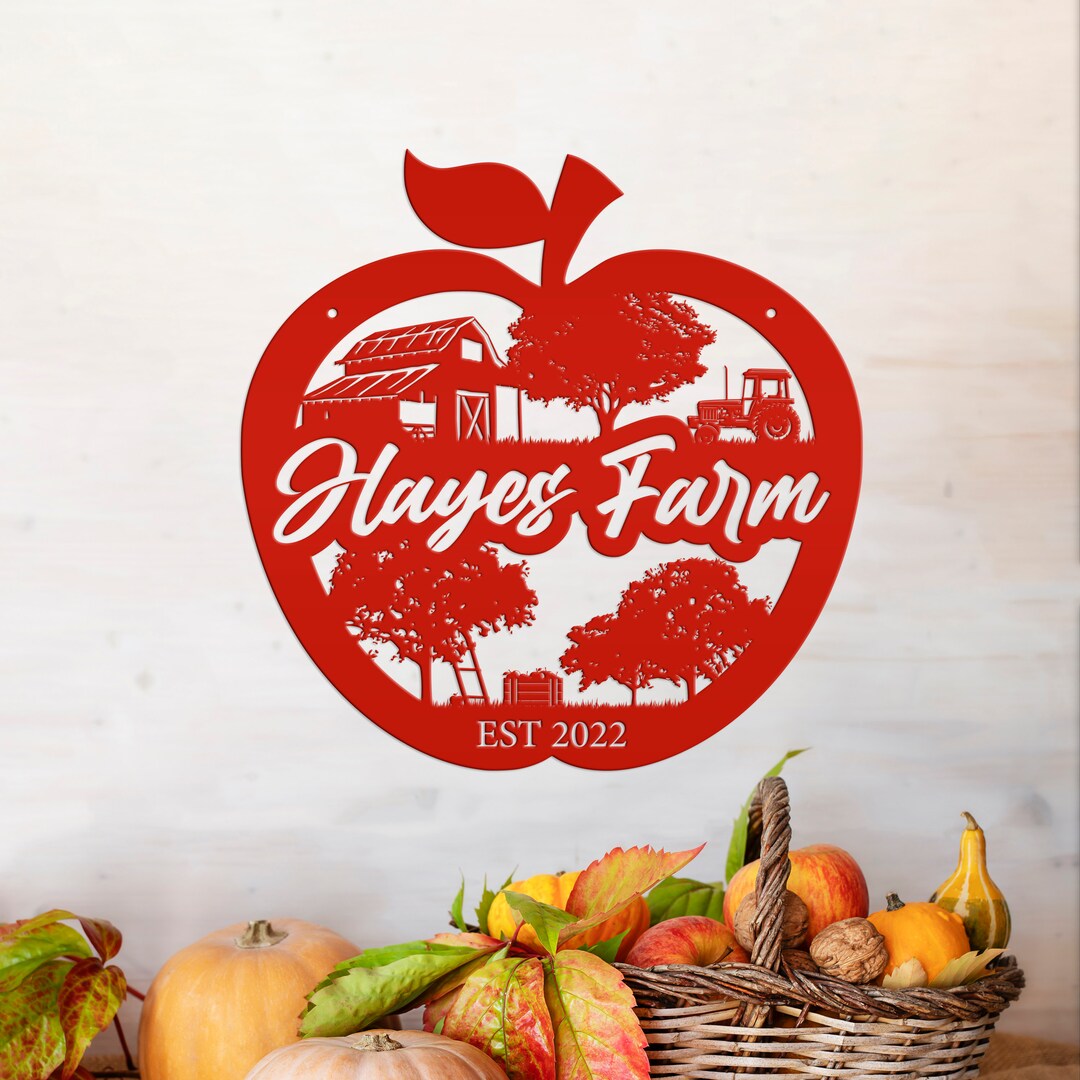 Farm Sign Apple Orchard Sign, Metal Indoor Outdoor Wall Signage ...