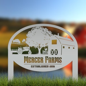 Outdoor Farm Sign Metal Yard Stake, Custom Last Name Family Sign ...