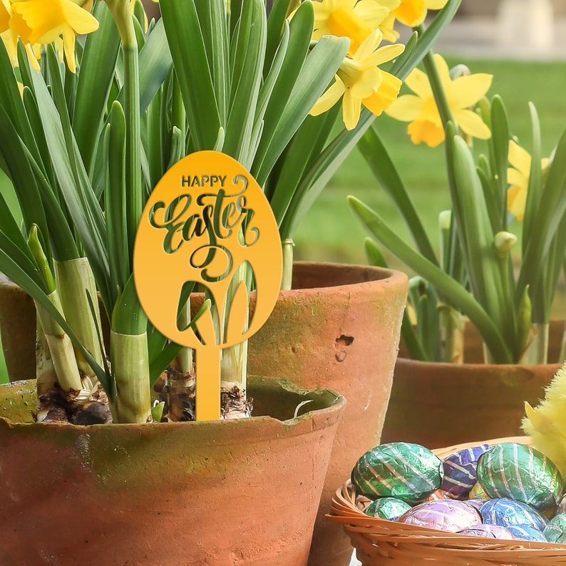 Happy Easter Metal Yard Stake - Easter Egg - Easter Bunny - Etsy