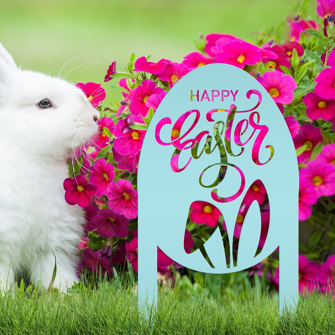 Happy Easter Metal Yard Stake - Easter Egg - Easter Bunny - Etsy