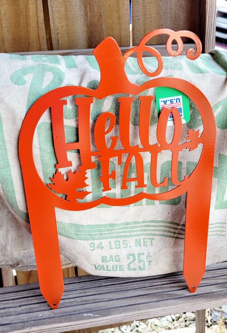 Fall Metal Yard Stake, Outdoor Hello Fall Pumpkin Decor, Seasonal Front ...