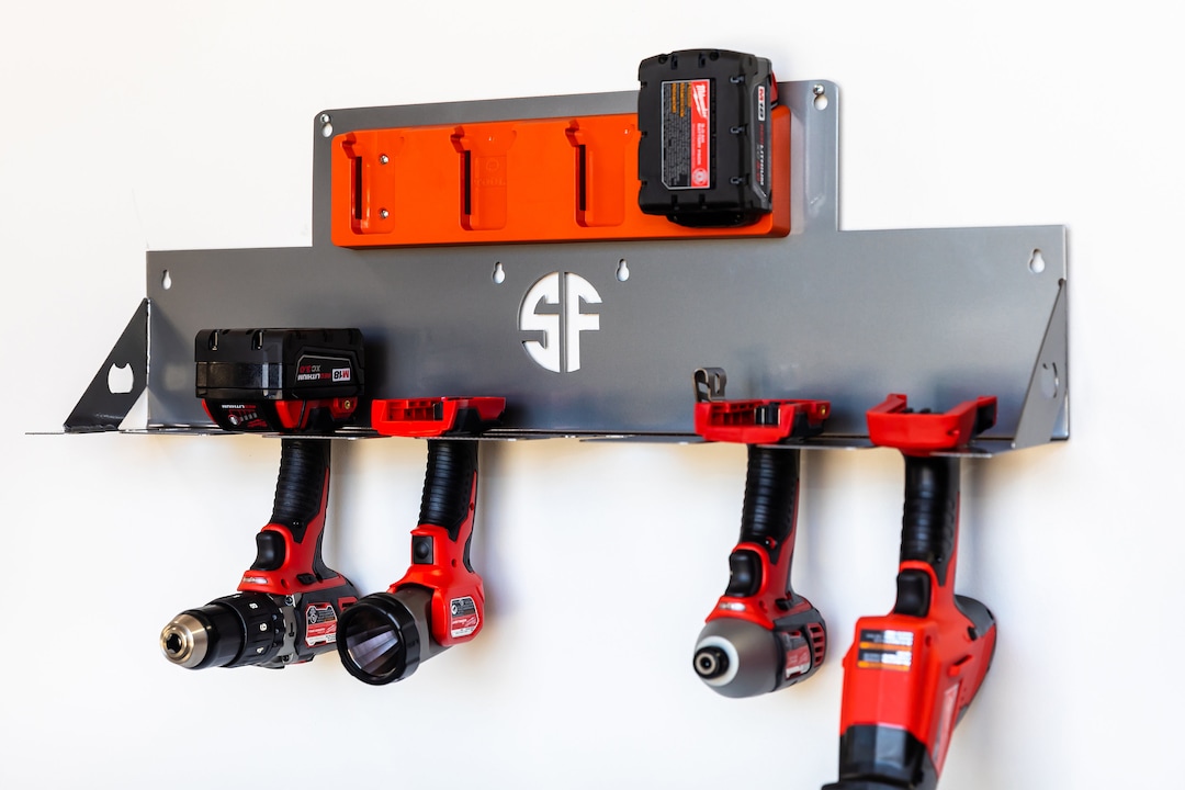 Tool Rack With Battery Storage - Metal Tool Organization for the Home ...