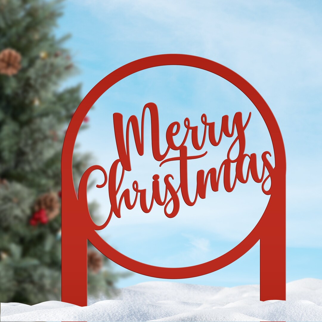Merry Christmas Metal Yard Stake - Outdoor Christmas Decor - Etsy