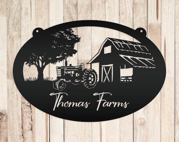 Personalized Farm Sign With Red Tractor, Custom Farm Sign, Personalized ...