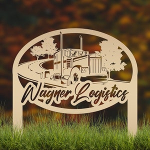 Semi Truck Yard Sign, Custom Metal Diesel Shop Outdoor Business Sign ...