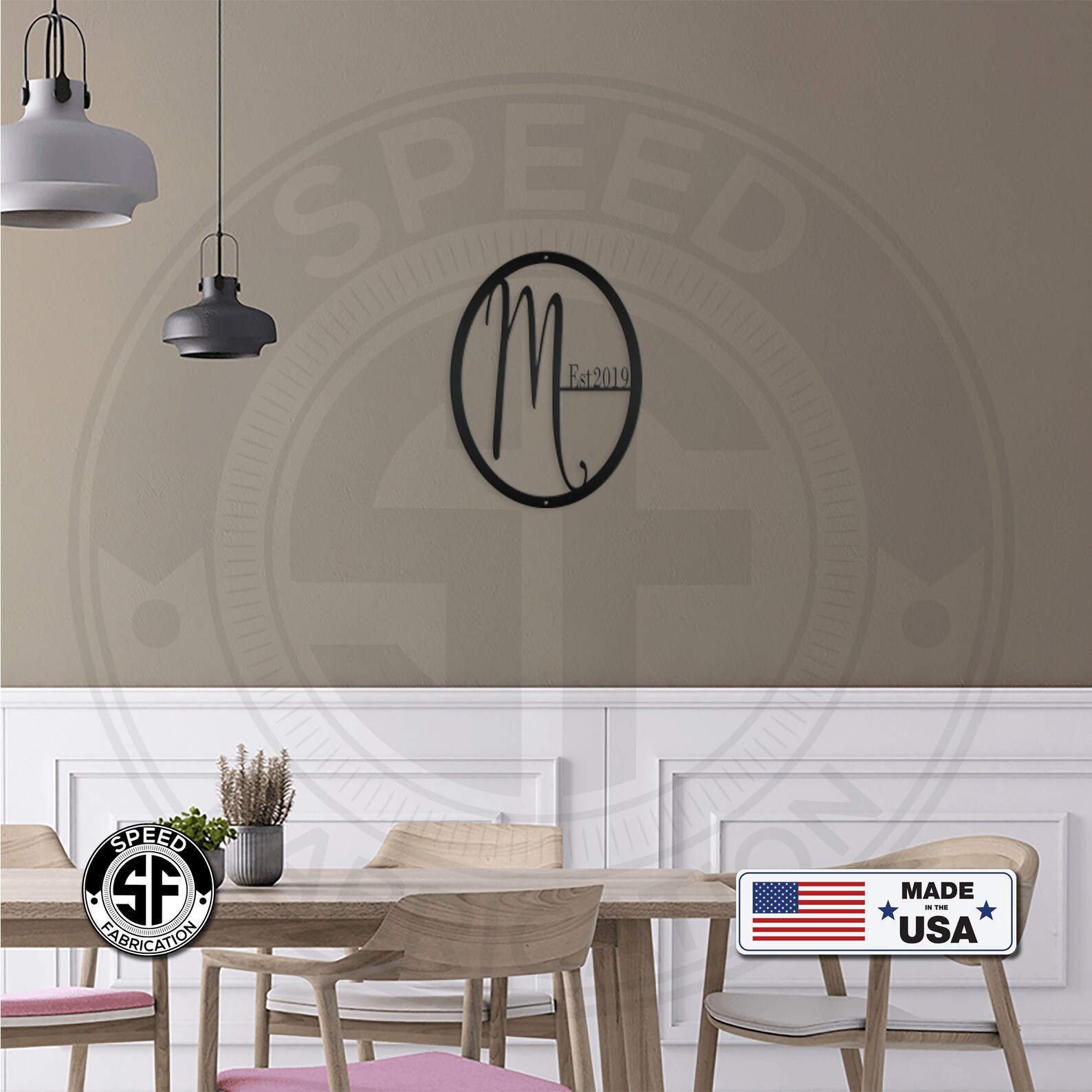 Monogram Established Date Wall hanging Black letter sign | Etsy