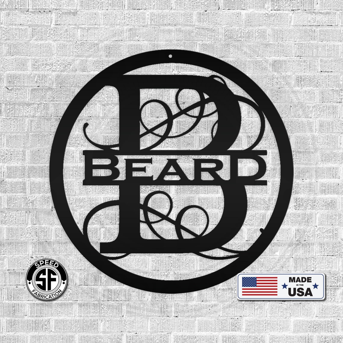 Personalized Metal Swirl Circle Monogram Sign. Wedding Gift. | Etsy