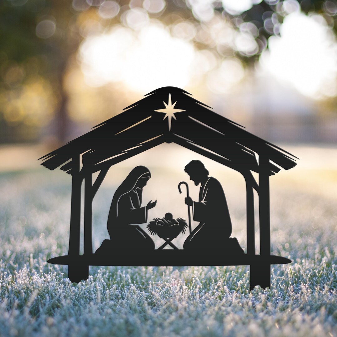 Nativity Scene Metal Yard Stake - Holiday Shadow Caster - Christmas ...