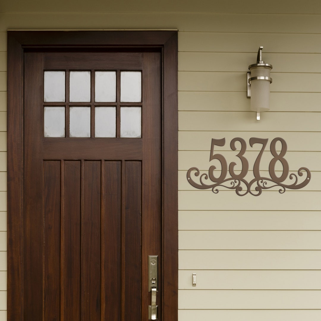 Personalized Scroll House Numbers Metal Sign - Etsy