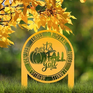 It's Fall Y'all Metal Yard Stake - Yard Sign for Fall - Etsy