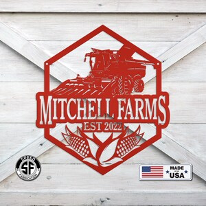 Custom Farm Sign With Combine Corn Farming Sign - Etsy