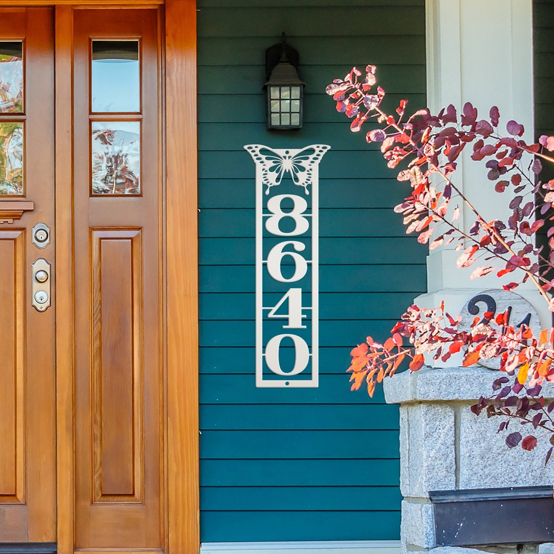 Metal Address Sign, Vertical House Numbers Plaque With Detailed ...