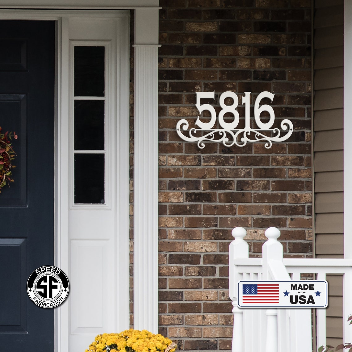Personalized Scroll House Numbers Metal Sign - Etsy