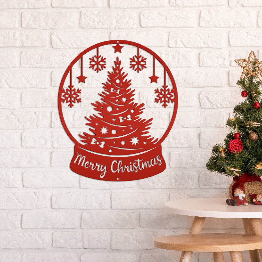 Christmas Globe Sign, Metal Holiday Sign - Etsy