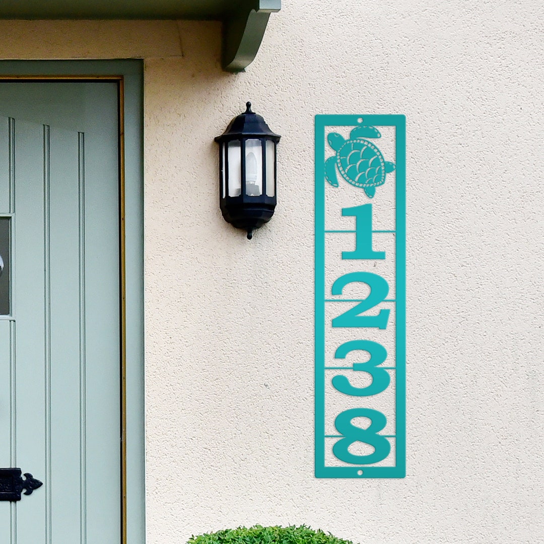 Custom Sea Turtle Metal Address Plaque - Personalized House Sign ...