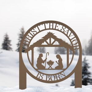 Christ the Savior is Born Metal Yard Stake - Christmas Decor - - Etsy