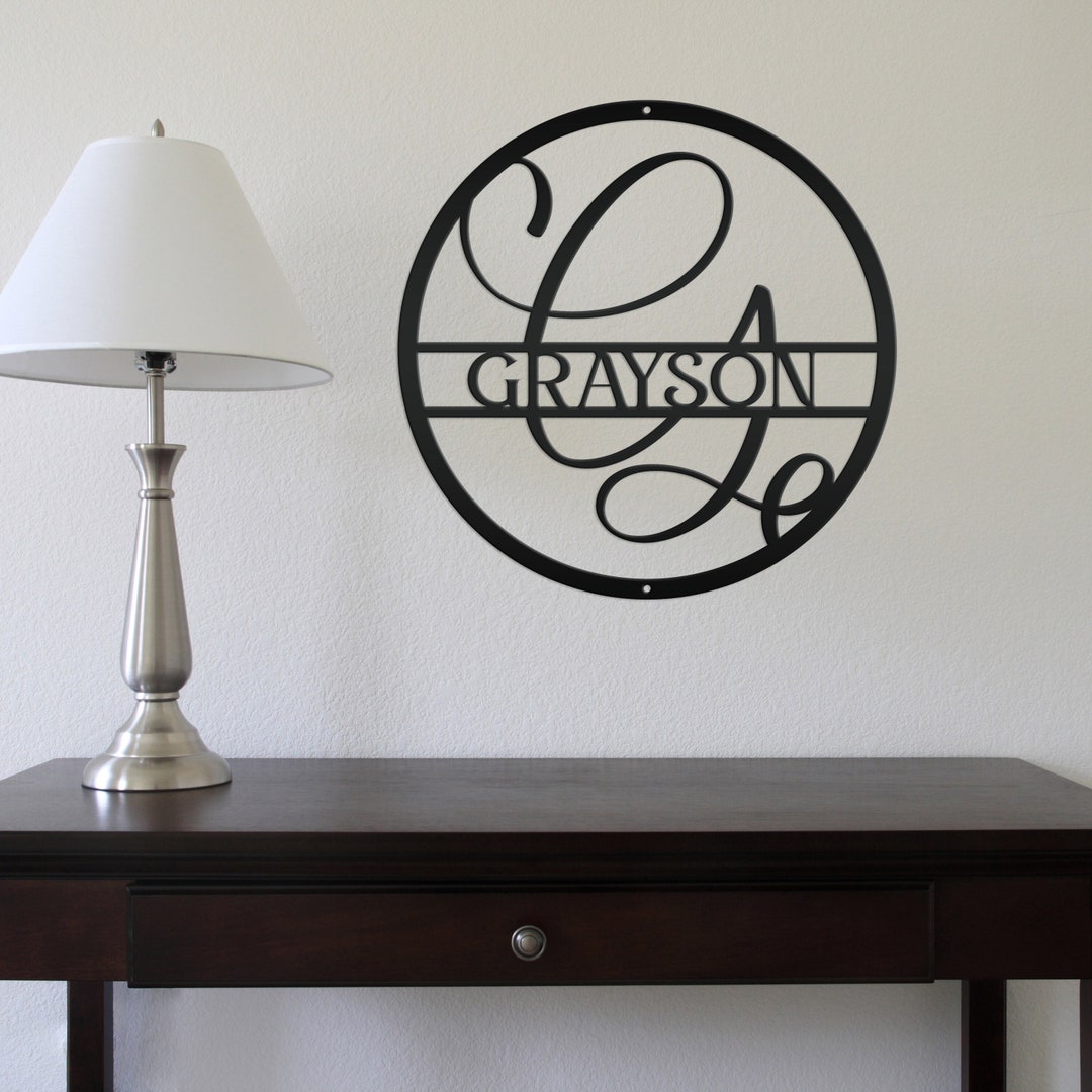 Last Name Monogram Sign, Family Name Metal Sign, Anniversary Present ...