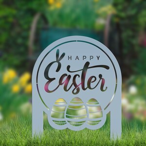 Outdoor Happy Easter Metal Yard Sign- Easter Eggs Sign- Outdoor Easter ...
