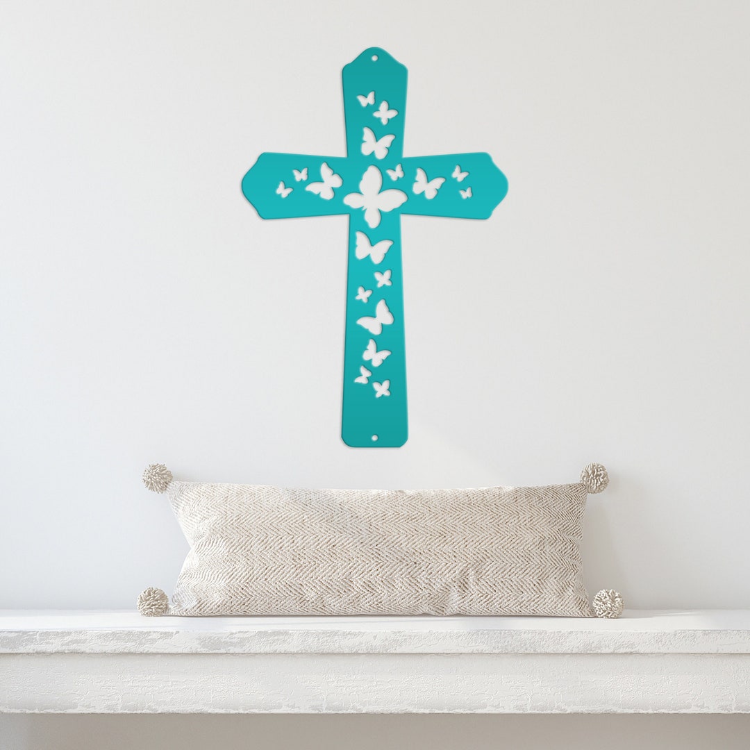 Butterfly Cross Metal Sign - Christian Wall Hanging - Unique Religious ...