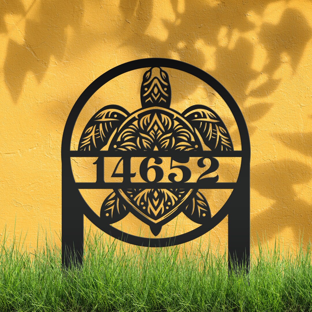 Sea Turtle Address Metal Yard Stake - Beach Inspired Entryway Sign ...