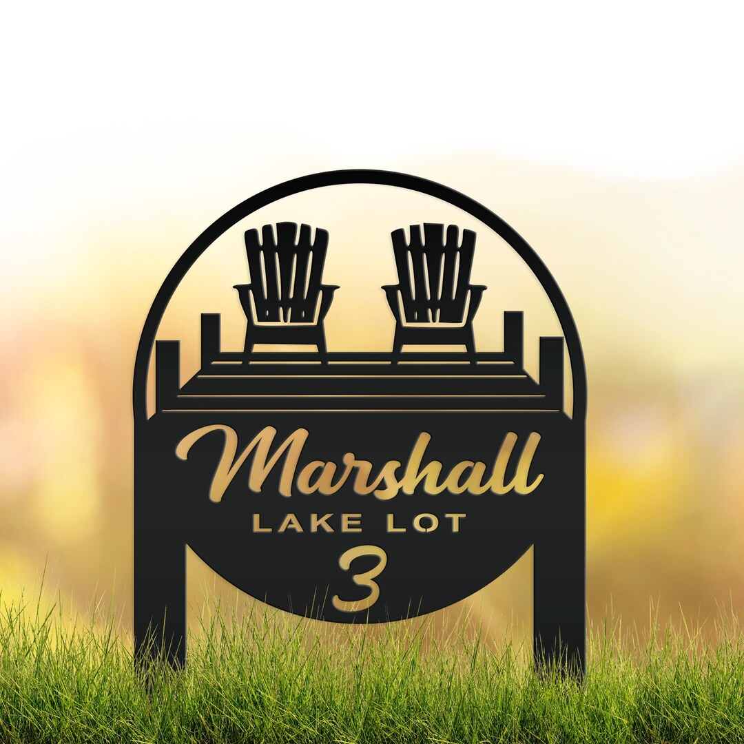 Personalized Family Lake Lot Number Yard Stake, Metal Yard Art ...