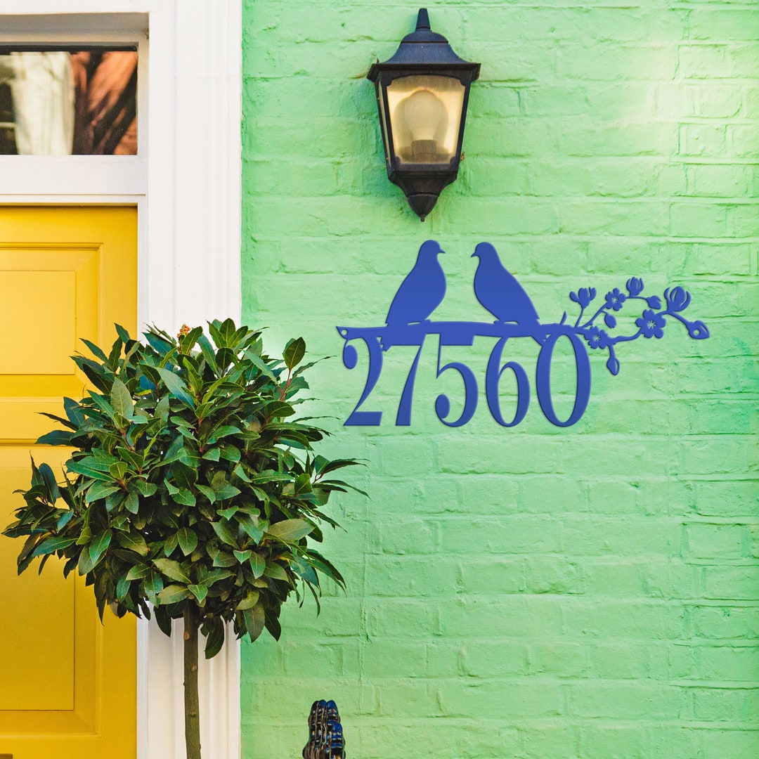 Metal House Number Sign, Custom Birds on a Branch Address Plaque ...