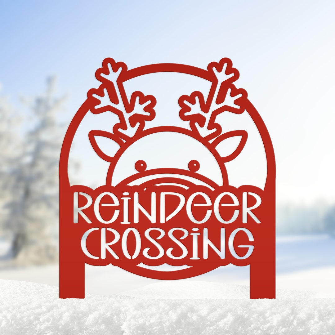 Outdoor Christmas Decorations, Metal Reindeer Crossing Sign for the ...