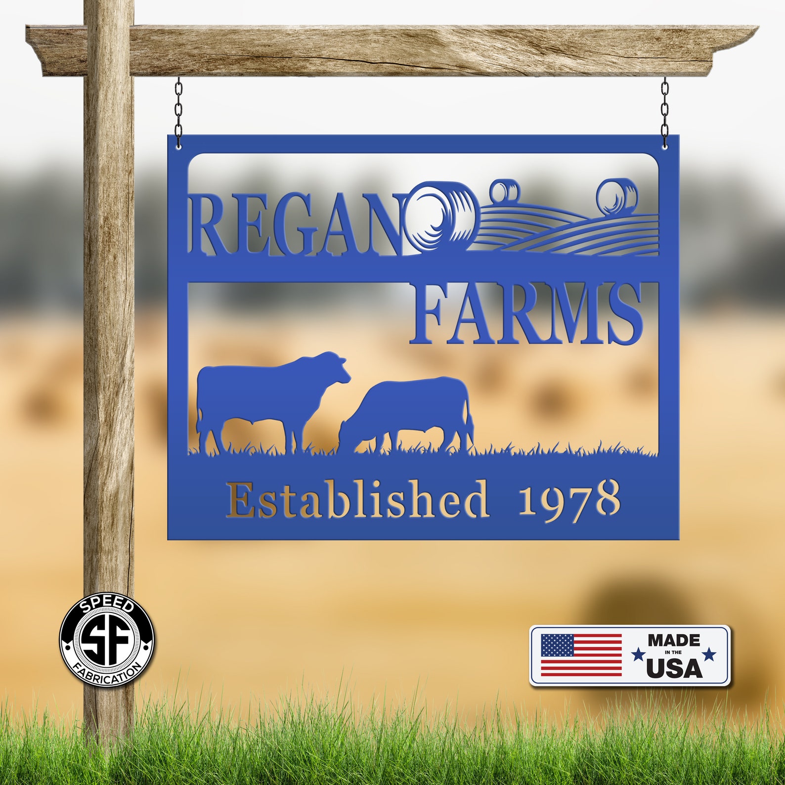 Personalized Square Farm Name and Established Date With Cows - Etsy