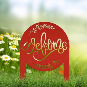 Cute Welcome Sign - Laser Cut Outdoor Home Decor - Welcoming Metal Yard ...