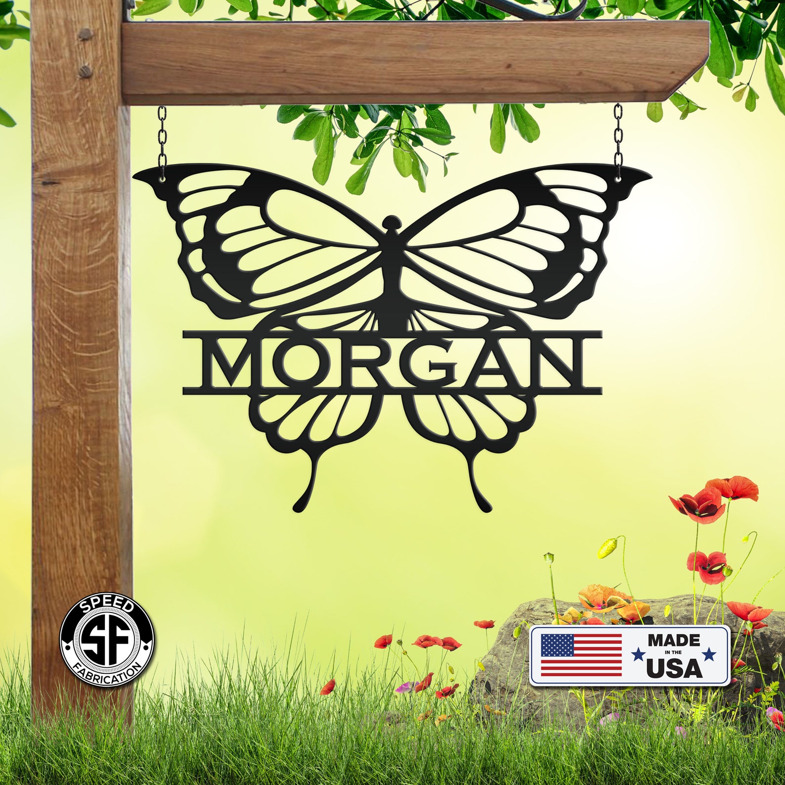 Personalized Butterfly Monogram Metal Sign - Etsy