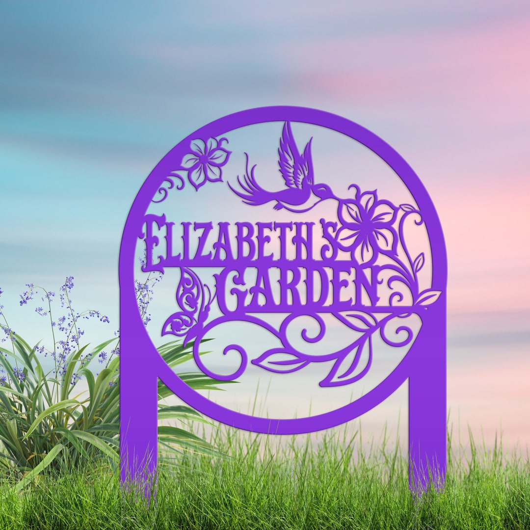 Metal Garden Sign - Custom Yard Sign With Hummingbird and Butterfly ...