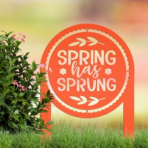 Metal Spring Has Sprung Yard Stake - Outdoor Spring Decor - Etsy
