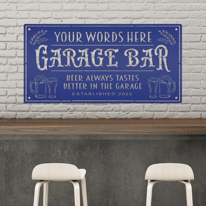 Rectangle Custom Garage Bar Metal Sign - Make It Your Own Wording- Man ...