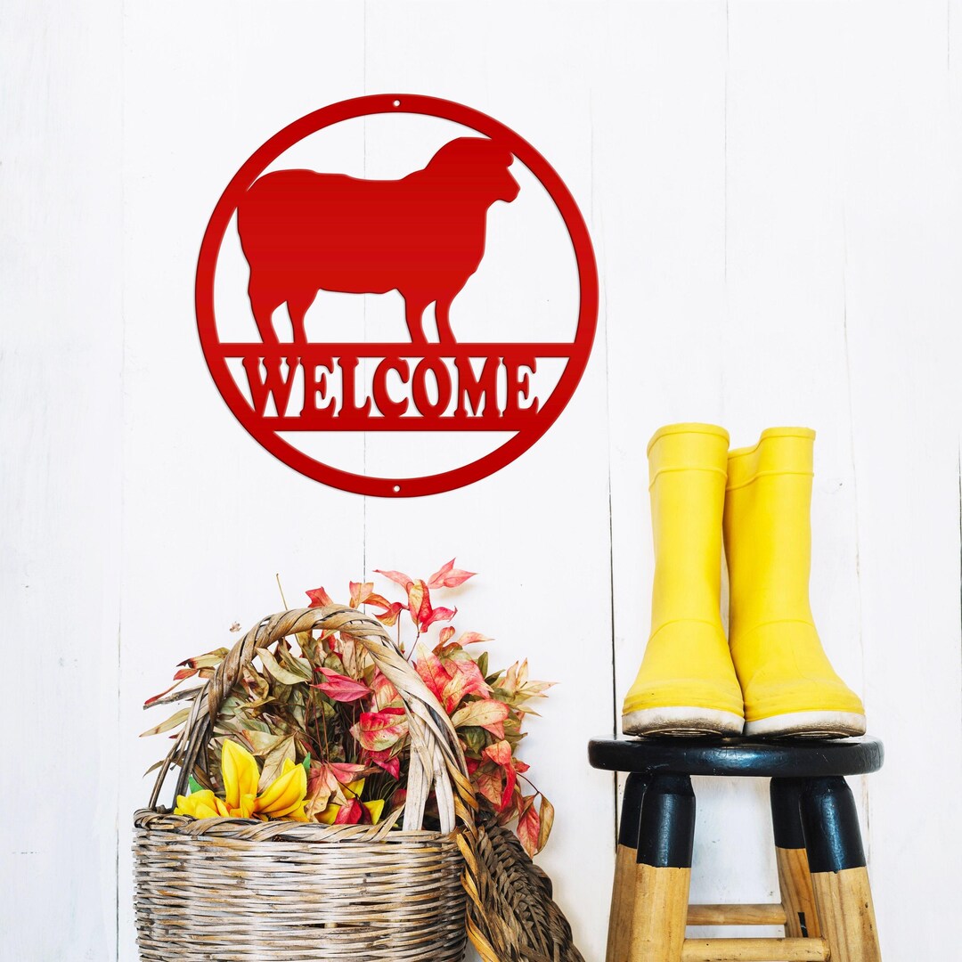 Sheep Welcome Metal Sign Monogram - Etsy