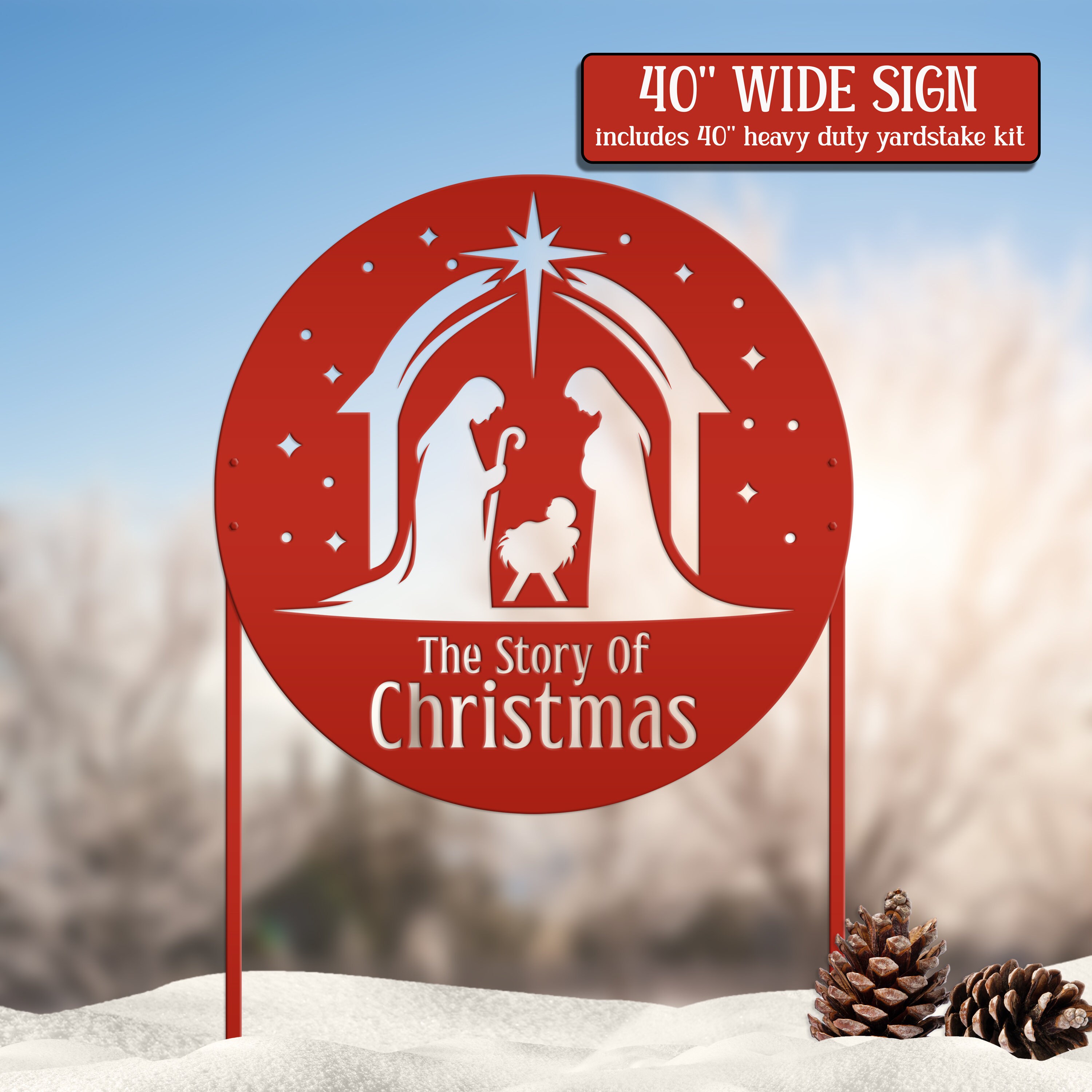 Christmas Nativity Sign - Festive Holiday Display - Manger Scene ...