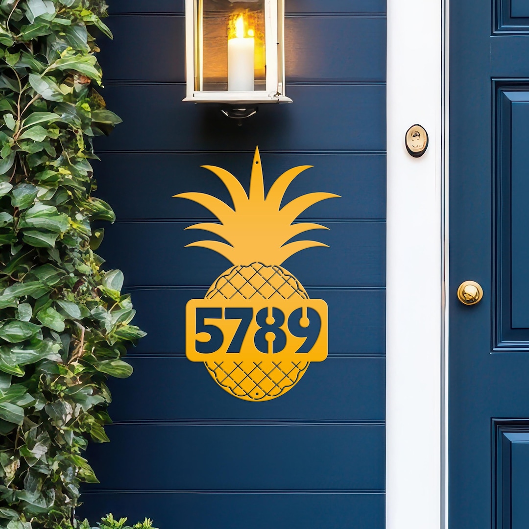 Custom Pineapple Metal House Number - Heavy Duty - Beach House Address ...