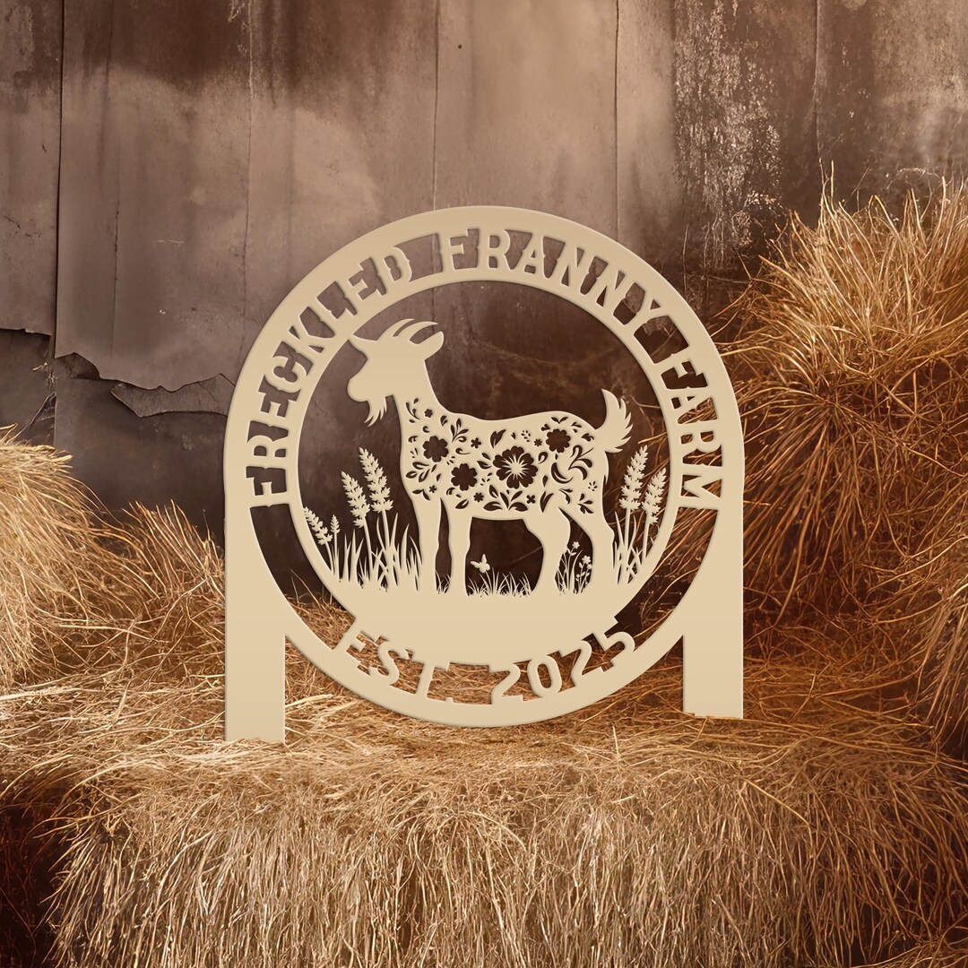 Floral Goat Metal Stake for Yard - Unique Outdoor Art - Charming ...