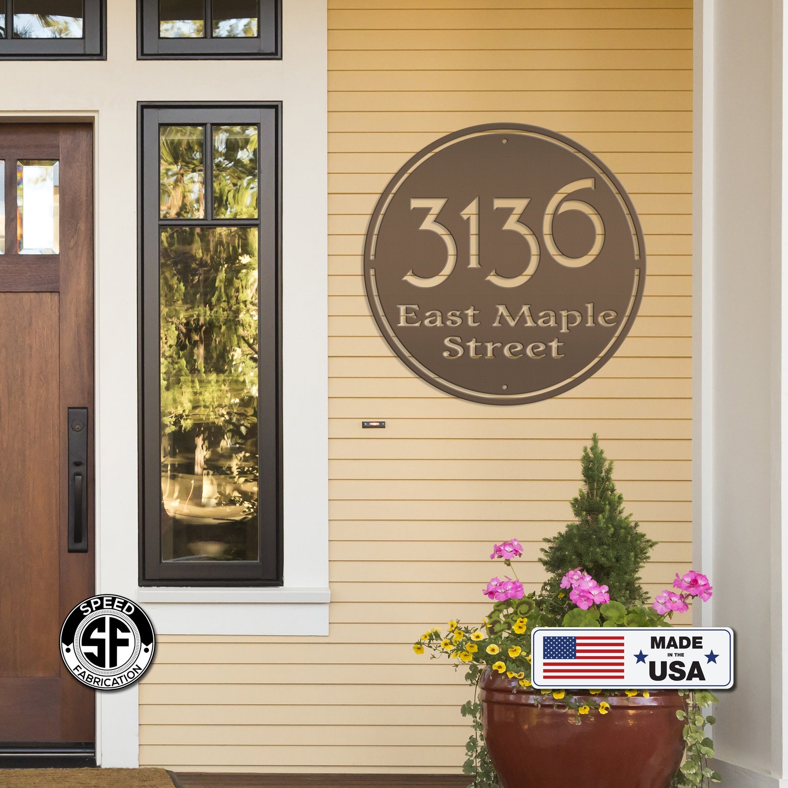 Personalized Round Address Metal Sign Modern Address Sign - Etsy