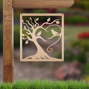 Tree With Birds Square Metal Sign - Etsy