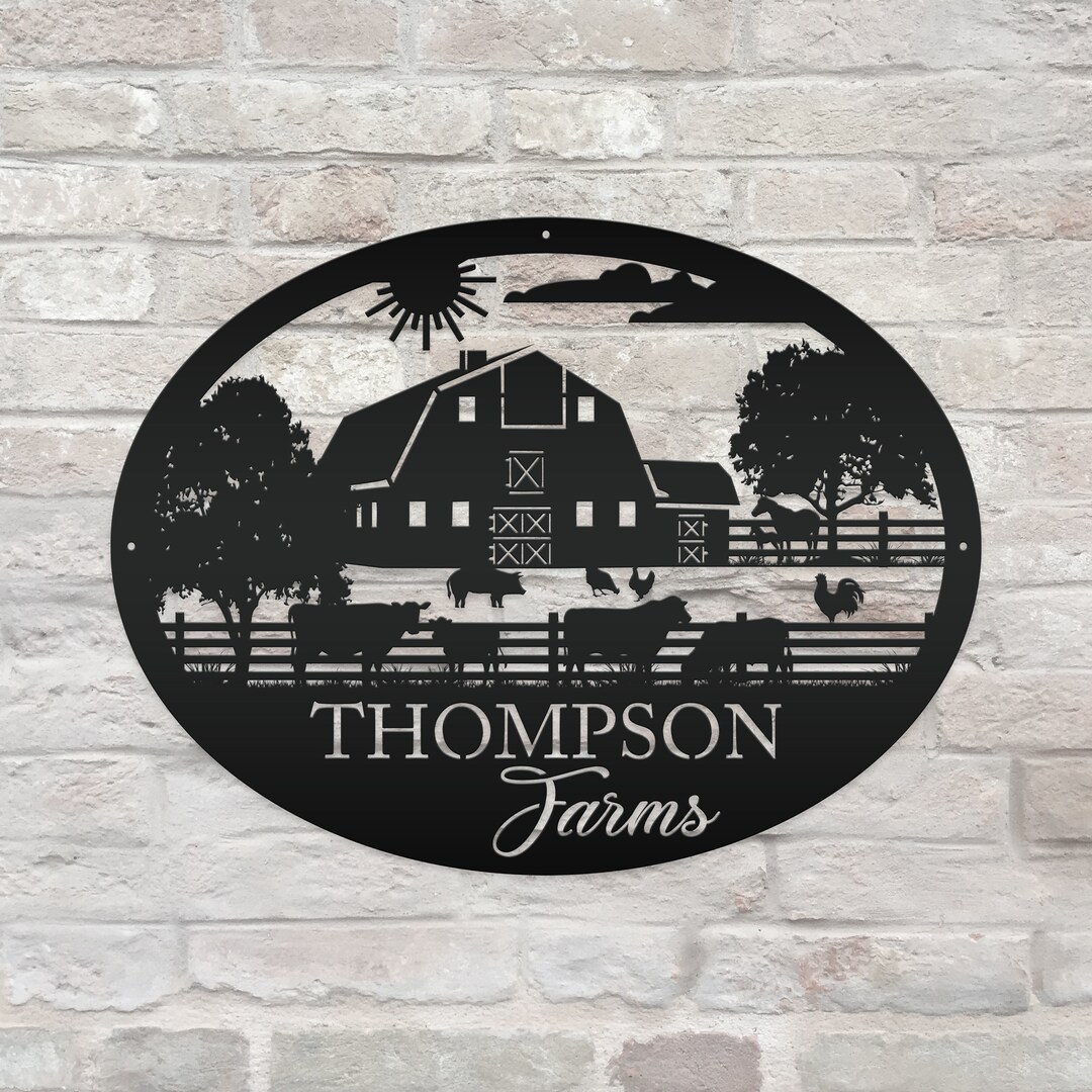 Custom Farm Scene Sign With Cows and Chickens - Etsy
