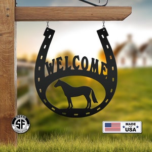 Horseshoe Welcome Metal Sign - Etsy