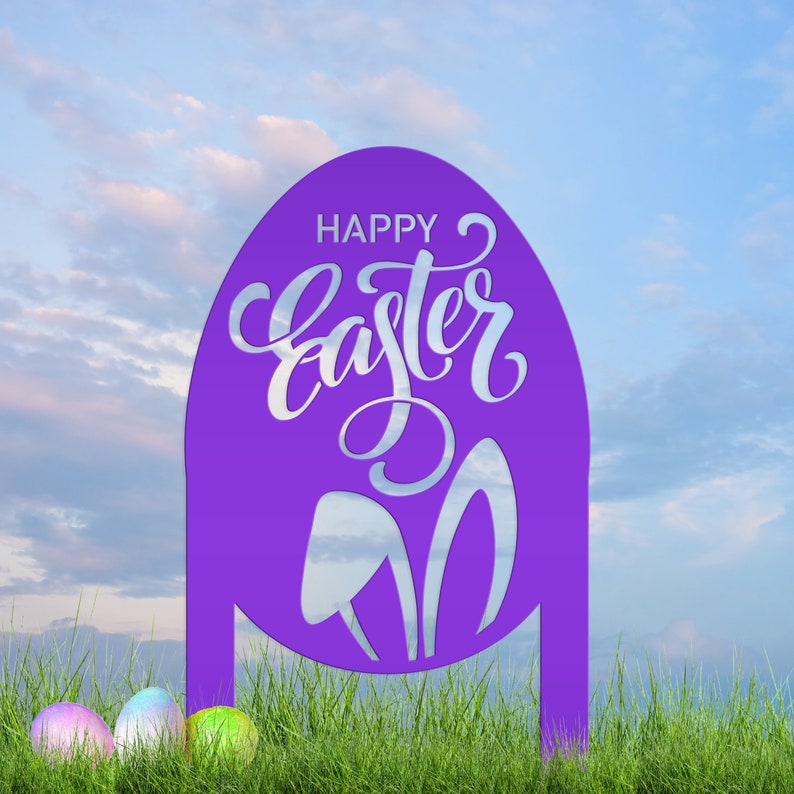 Happy Easter Metal Yard Stake - Easter Egg - Easter Bunny - Etsy