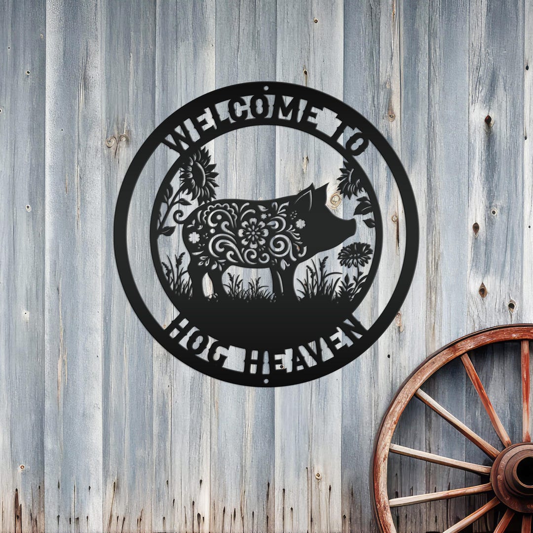 Metal Pig Sign- Rustic Farmhouse Decor - Custom Wall Hangings ...