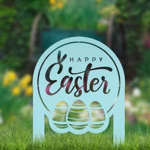 Outdoor Happy Easter Metal Yard Sign- Easter Eggs Sign- Outdoor Easter ...