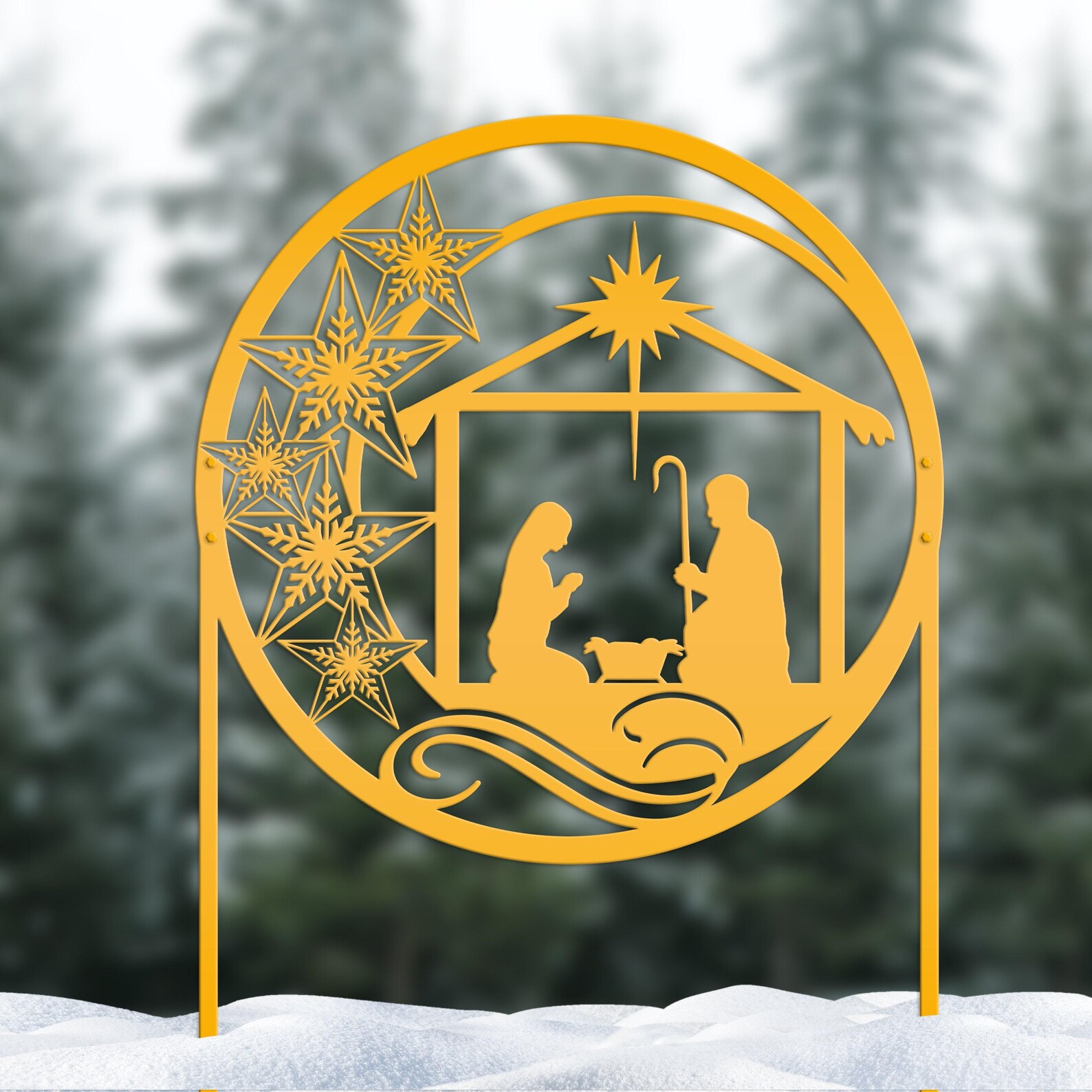 Outdoor Nativity Set Christmas Yard Decoration, Extra Large Metal Sign ...