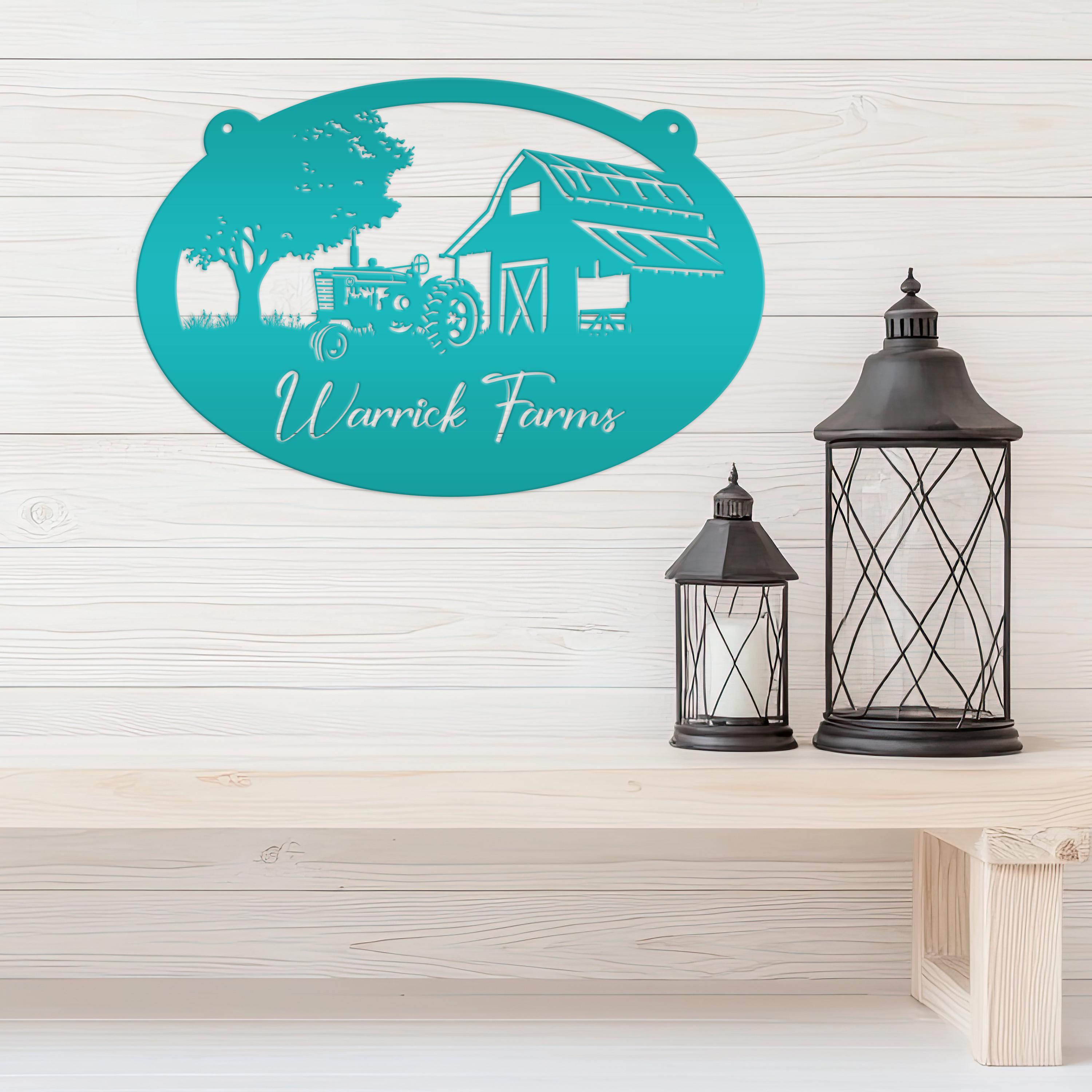 Personalized Tractor and Barn Metal Sign, Family Farm Sign ...