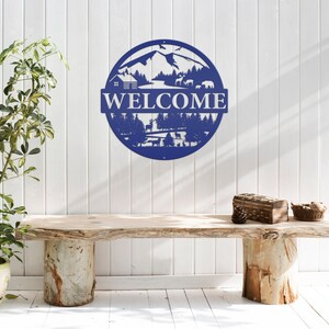 Mountain Cabin Welcome Metal Sign - Etsy