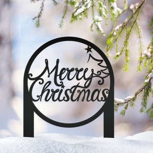 Outdoor Christmas Decor, Metal Merry Christmas Sign, Festive Yard Sign ...